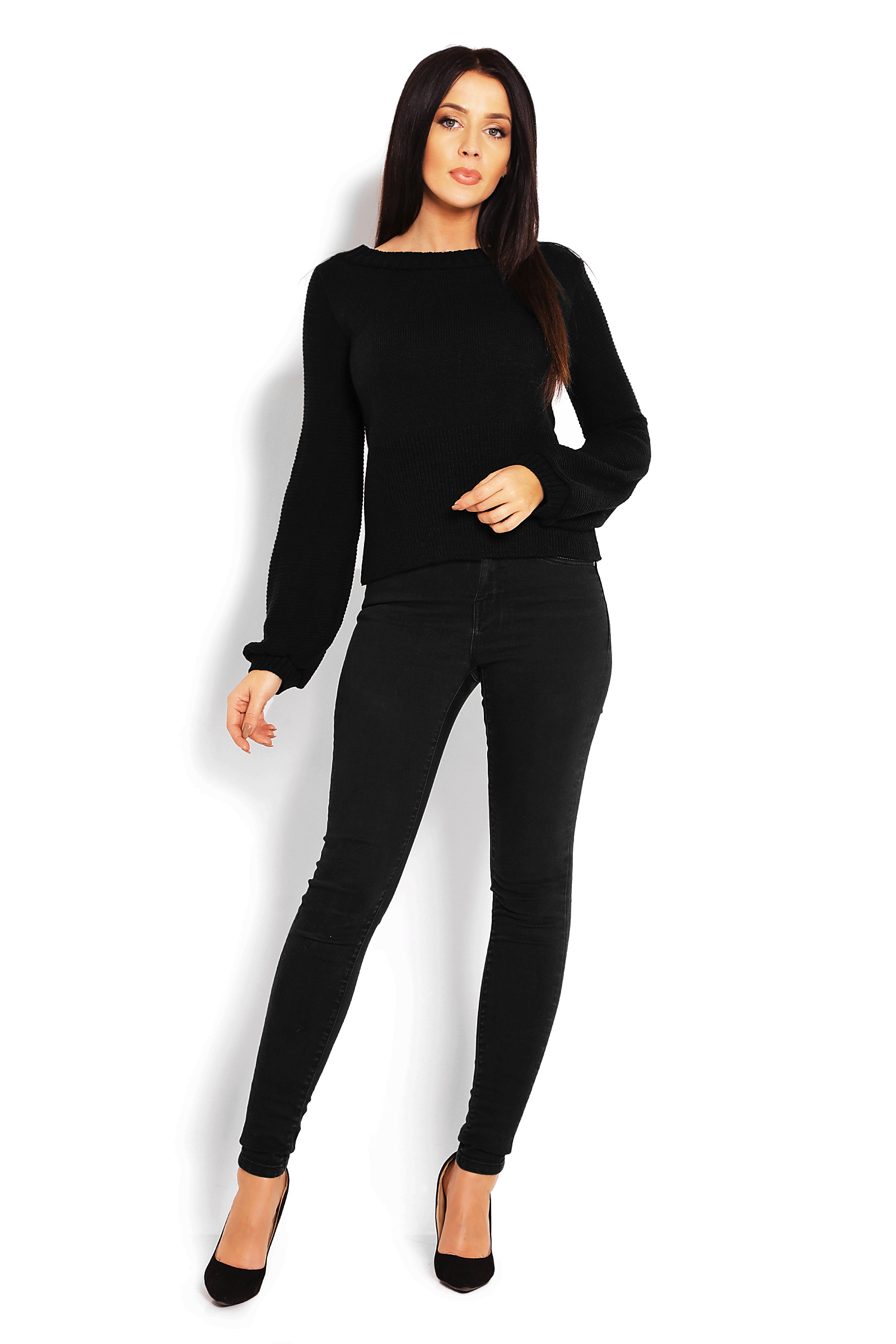 40010 JUMPER WITH PUFFY SLEEVES BLACK PeeKaBoo